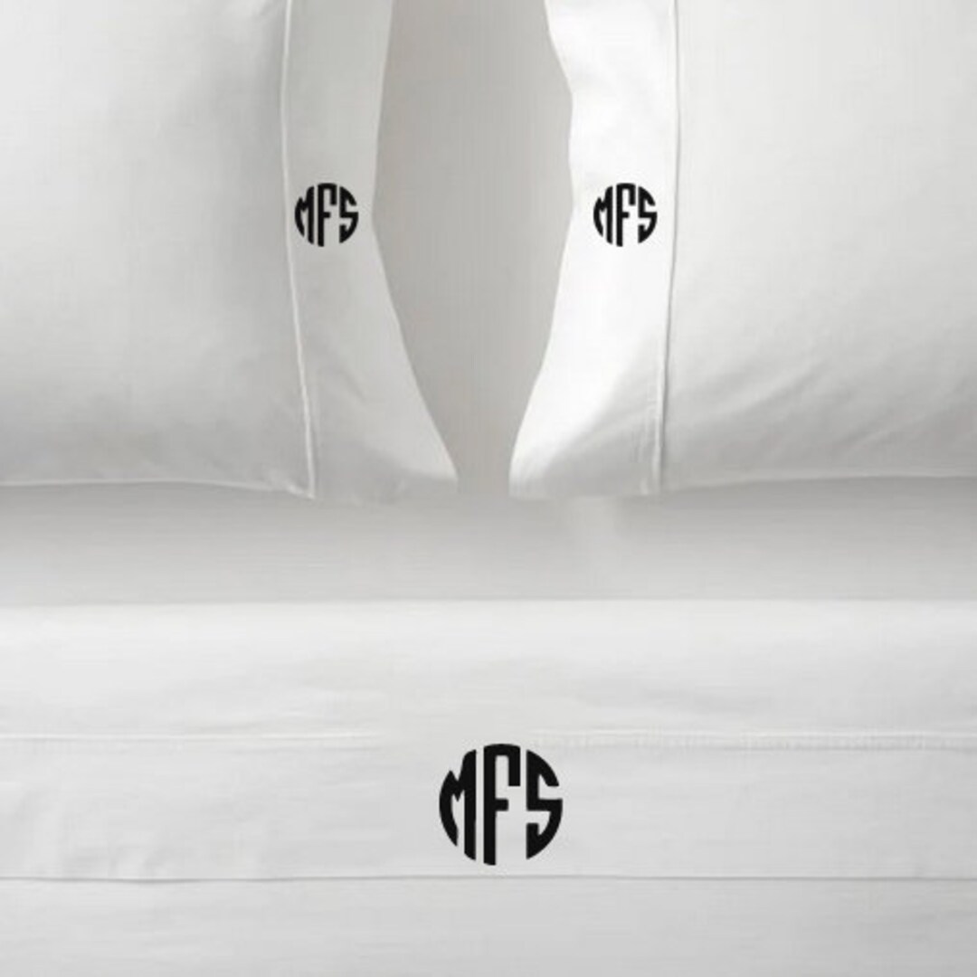 Personalized Monogrammed Sheet Set 100% Cotton Sateen Luxury Hotel ...