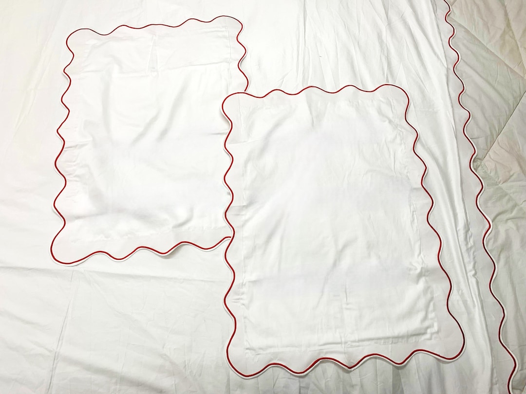 Pushp Linen 100% Cotton Scalloped 400TC Sateen Hotel Stitch Duvet Cover Set With Scalloped ...