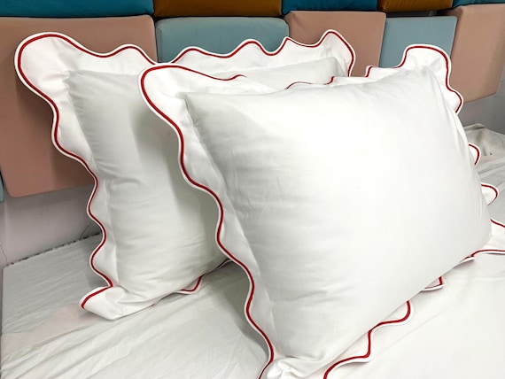 Pushp Linen Scalloped European Square Euro Shams and Pillow Shams 100 Cotton PACK OF 1 Super Soft Decorative Etsy
