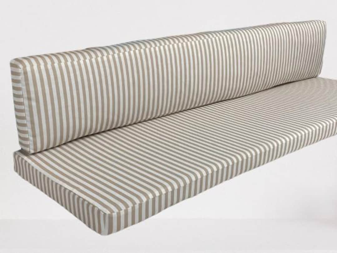 3" Thick - Water Resistant Bench Cushion in Stripe Pattern Custom ...