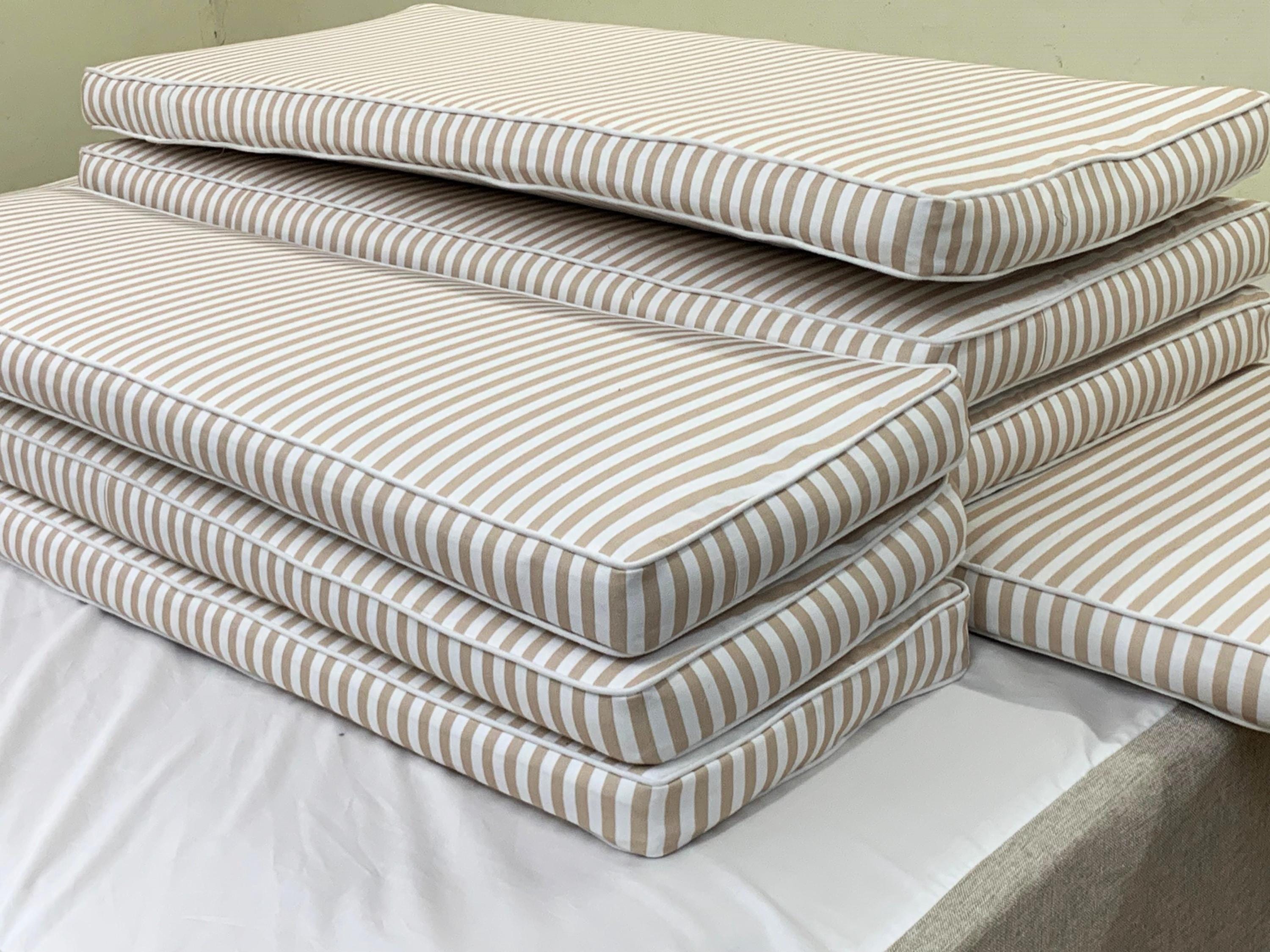3" Thick - Water Resistant Bench Cushion in Stripe Pattern Custom ...