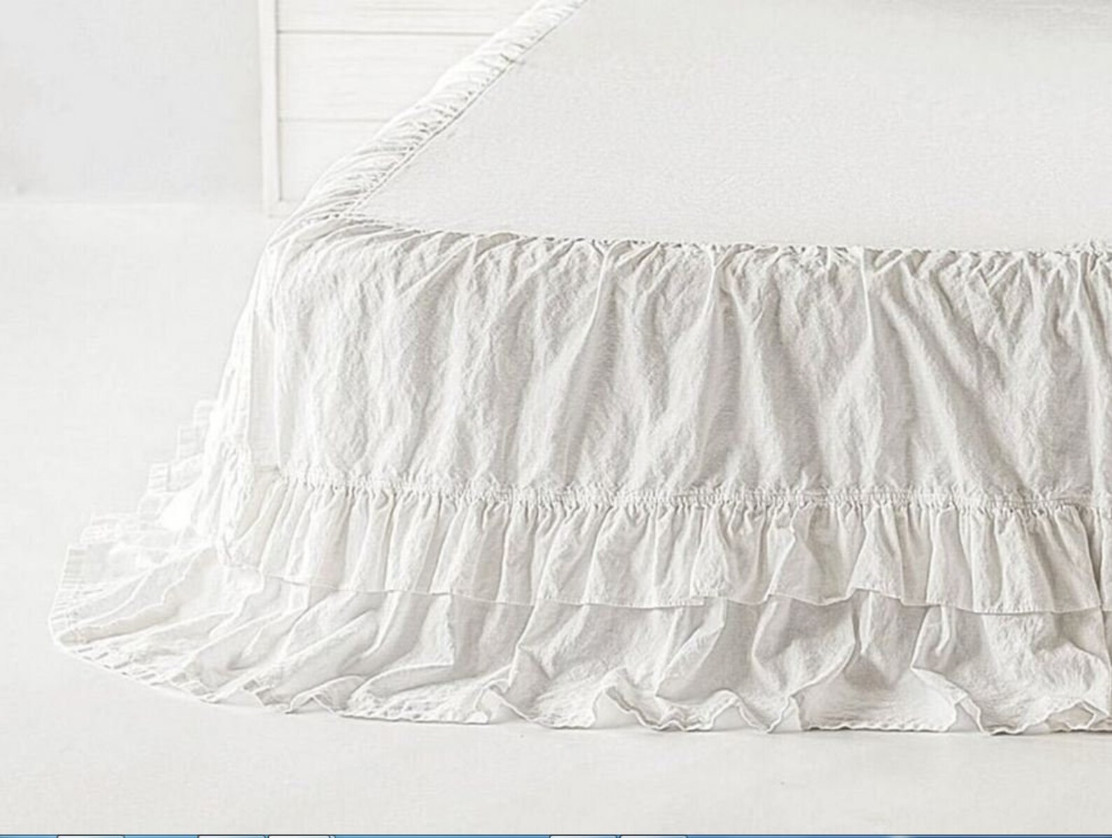 Pushp Linen White 100% Linen Tailored/gathered/dust Ruffle Bed - Etsy