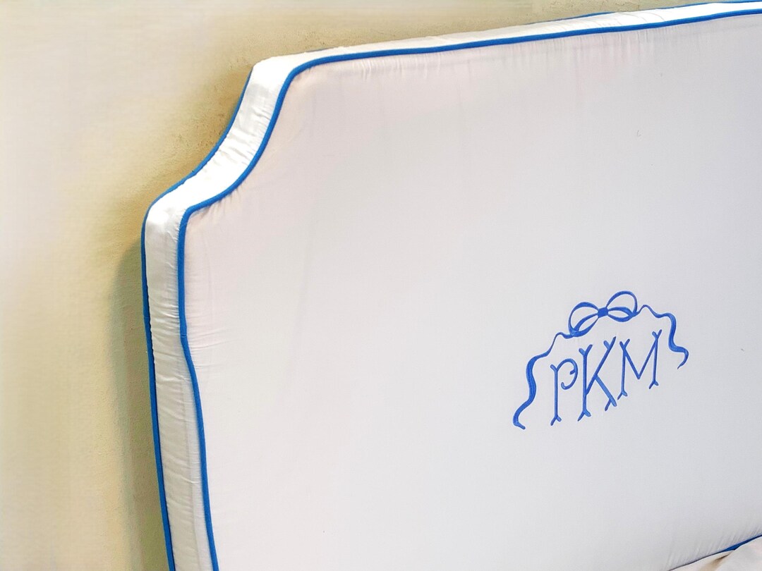 Personalized Monogrammed White Headboard With Piping: College Dorm ...