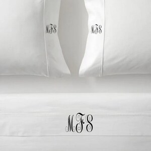 Personalized Monogrammed Sheet Set 100% Cotton Sateen Luxury Hotel ...
