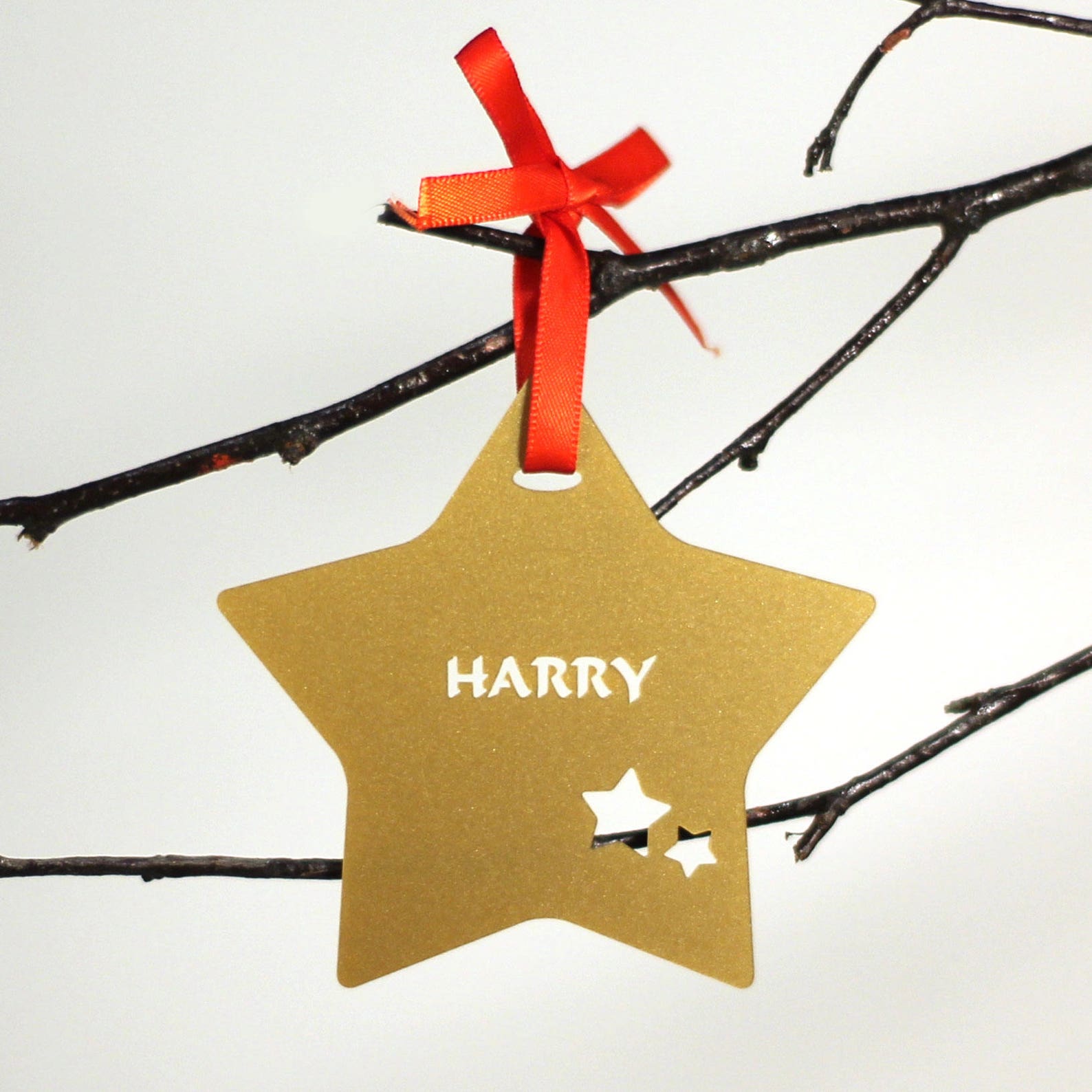 Personalised Custom Gold Christmas Tree Star Bauble Festive - Etsy
