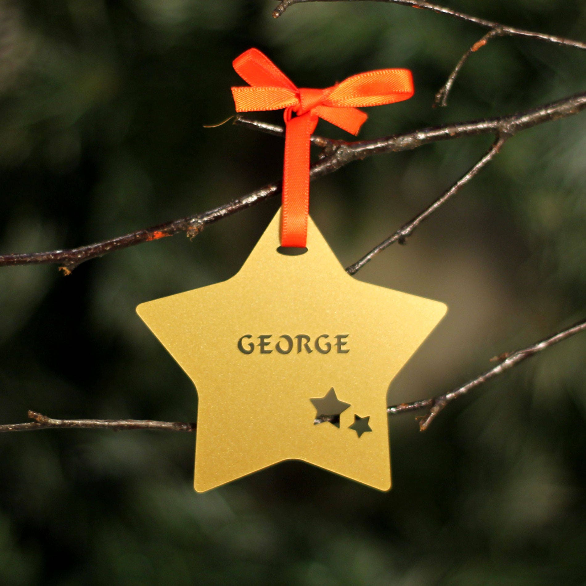 Personalised Custom Gold Christmas Tree Star Bauble Festive - Etsy
