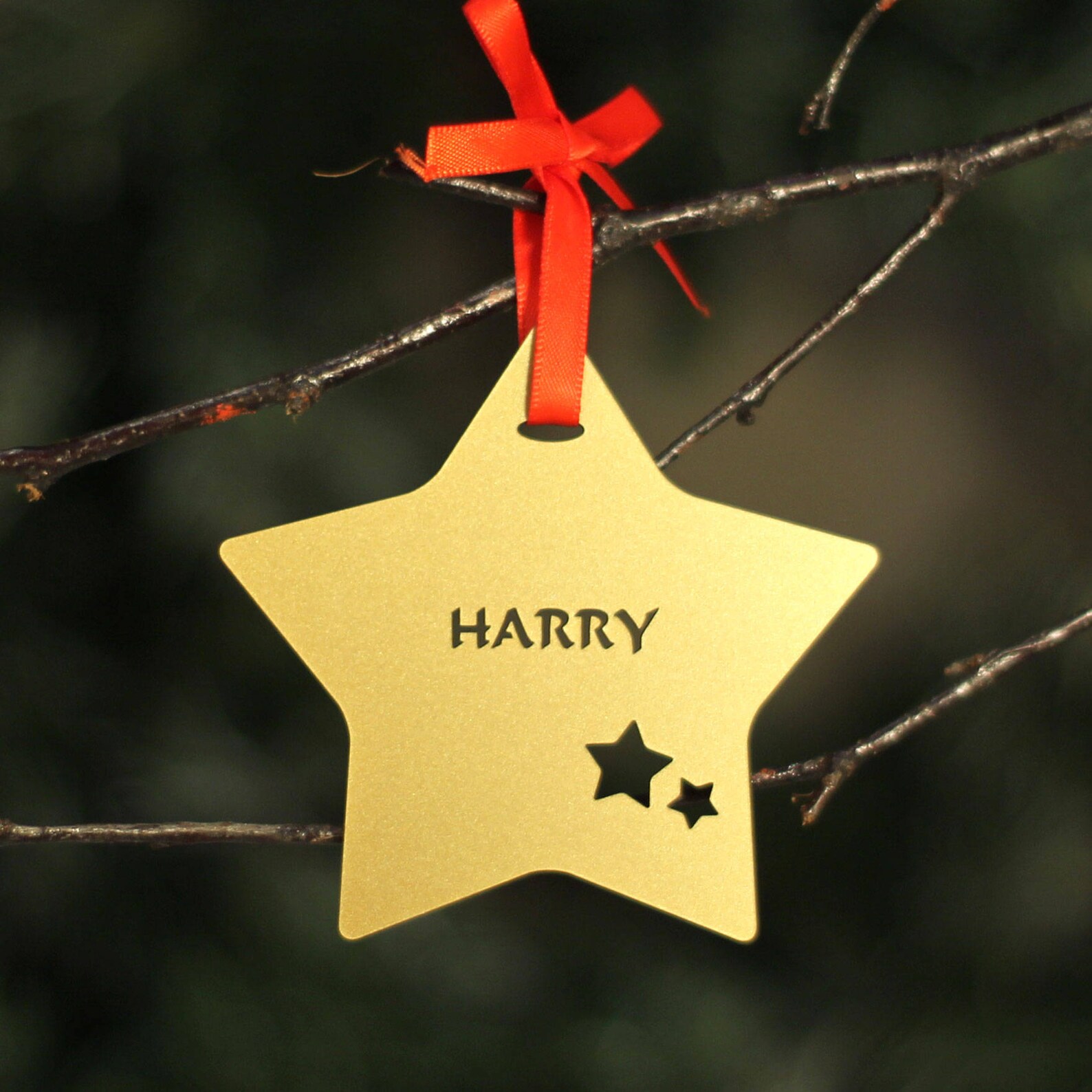 Personalised Custom Gold Christmas Tree Star Bauble Festive - Etsy