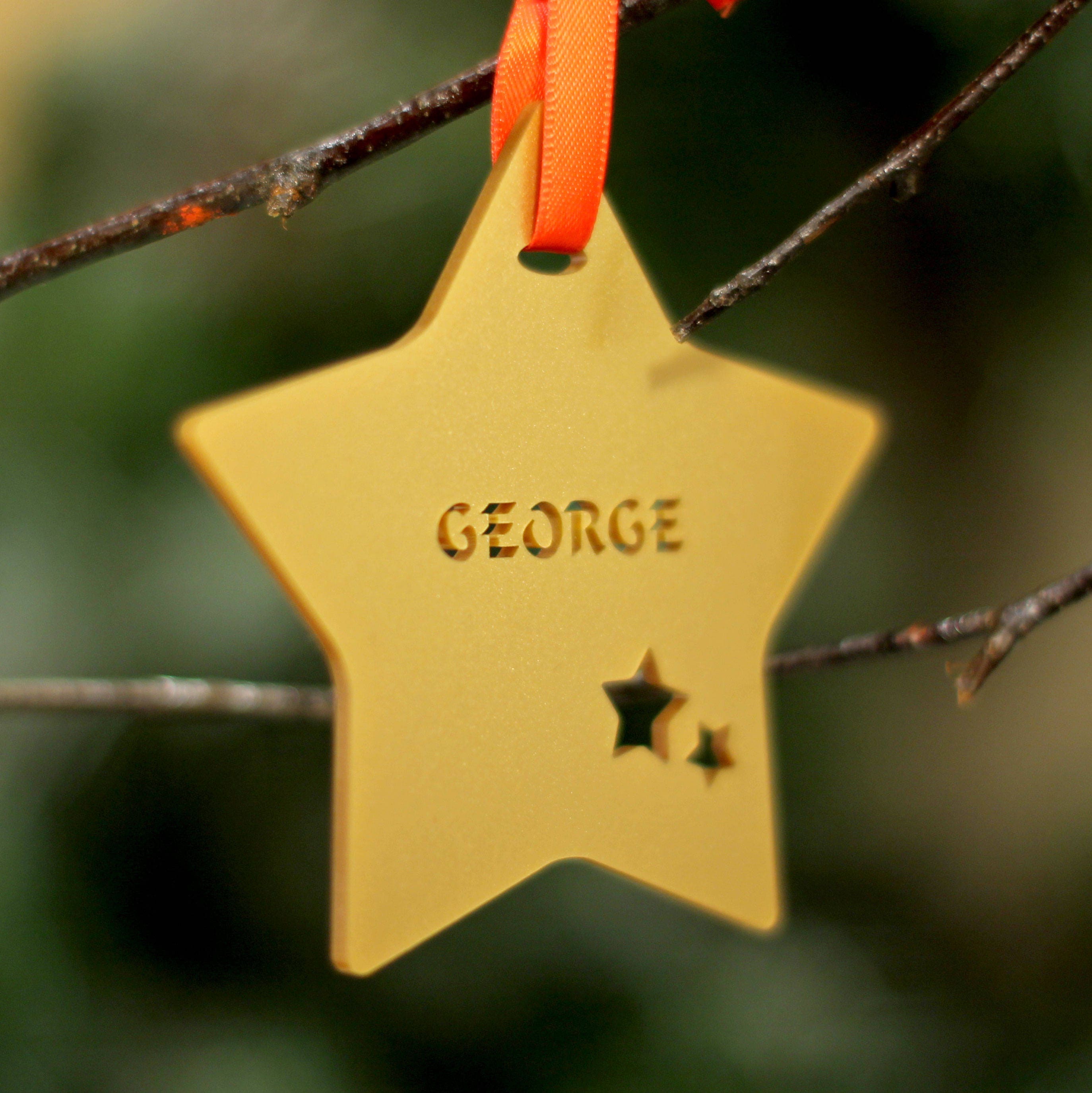 Personalised Custom Gold Christmas Tree Star Bauble Festive - Etsy