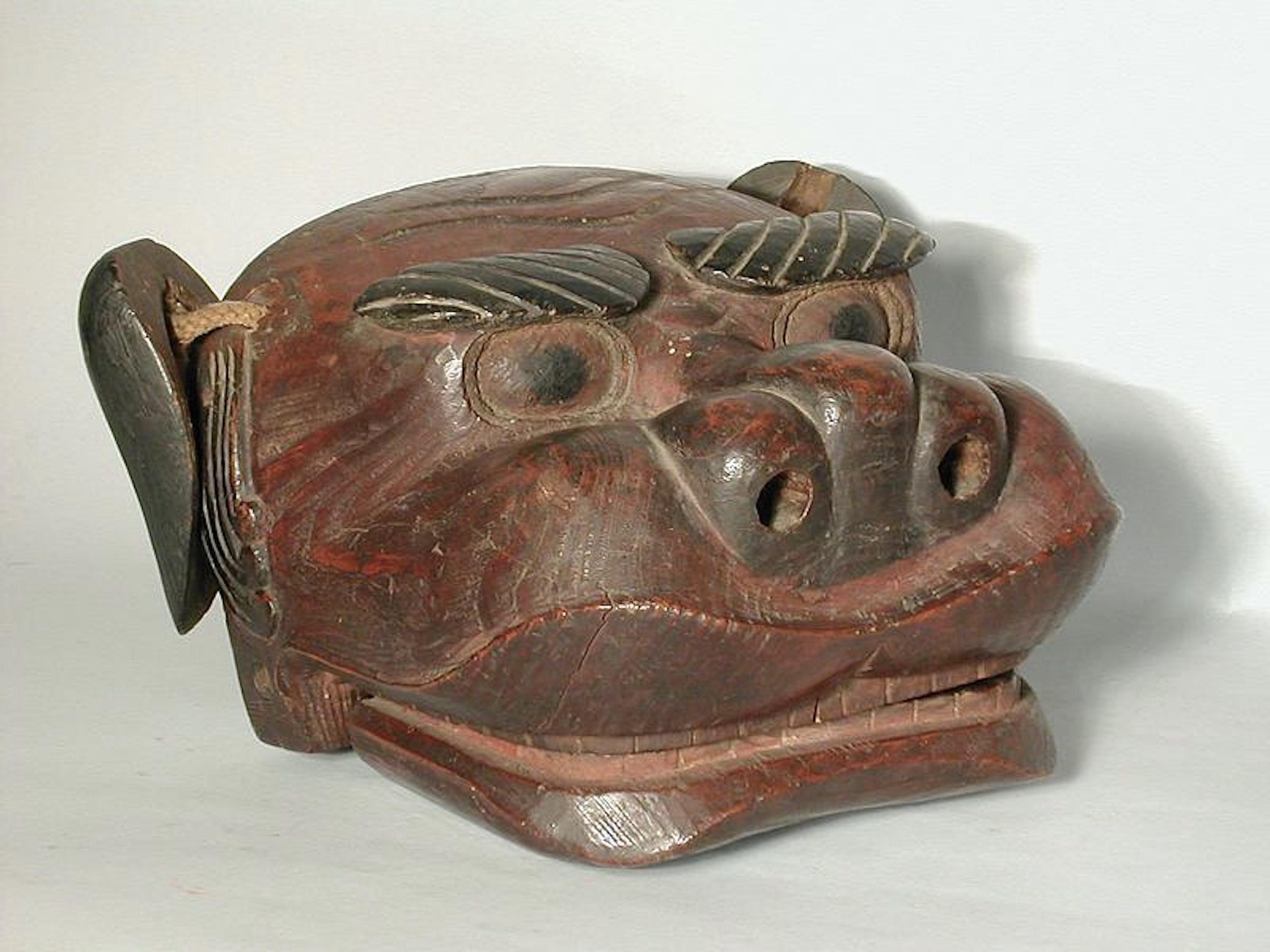 Small Wooden Shishi Mask, Movable Jaw and Ears, for New Years Dance ...
