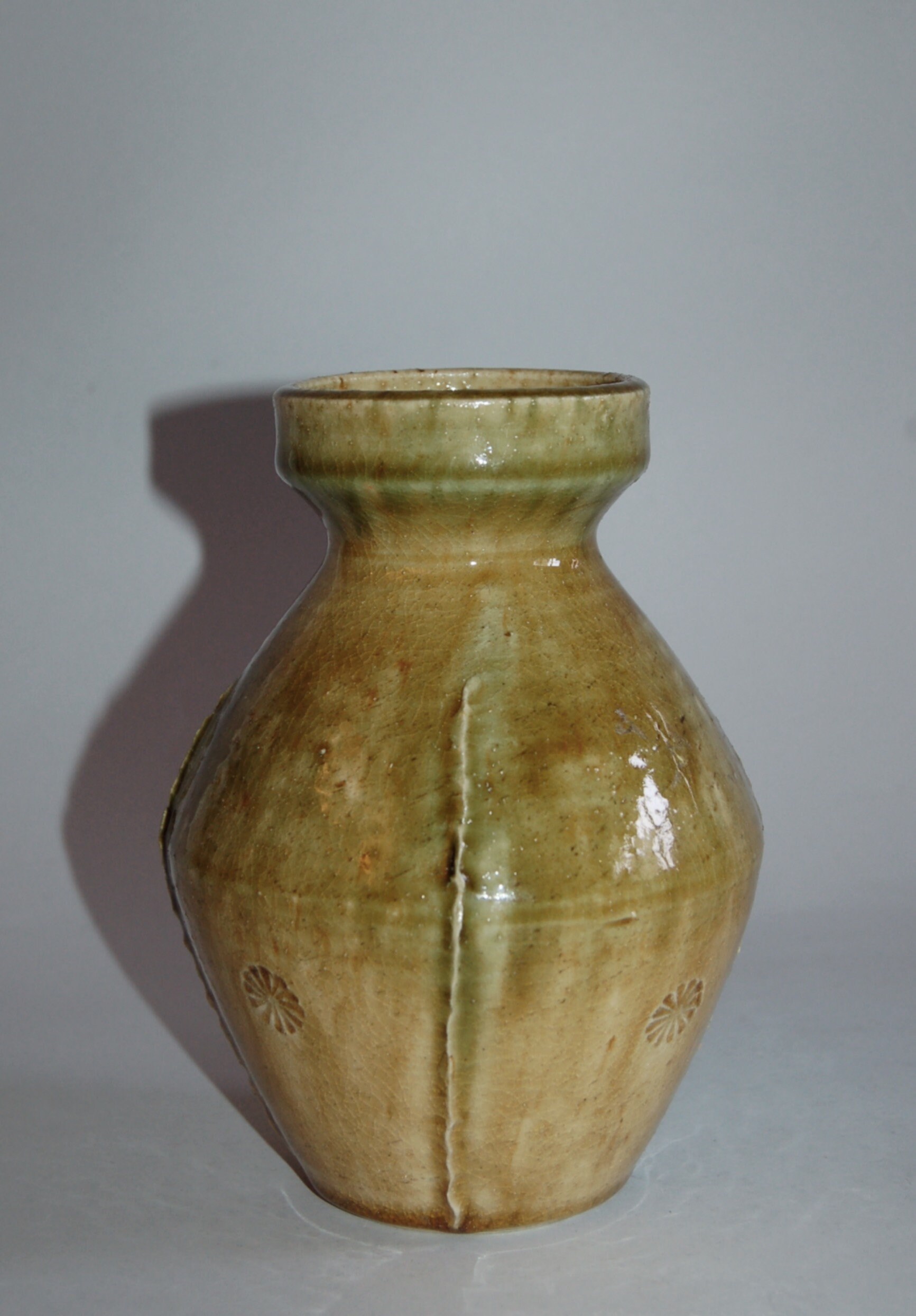 Ceramic Vase, Convex Shape, Ki-seto, by Kato Sakusuke V, Shinya, Japan ...