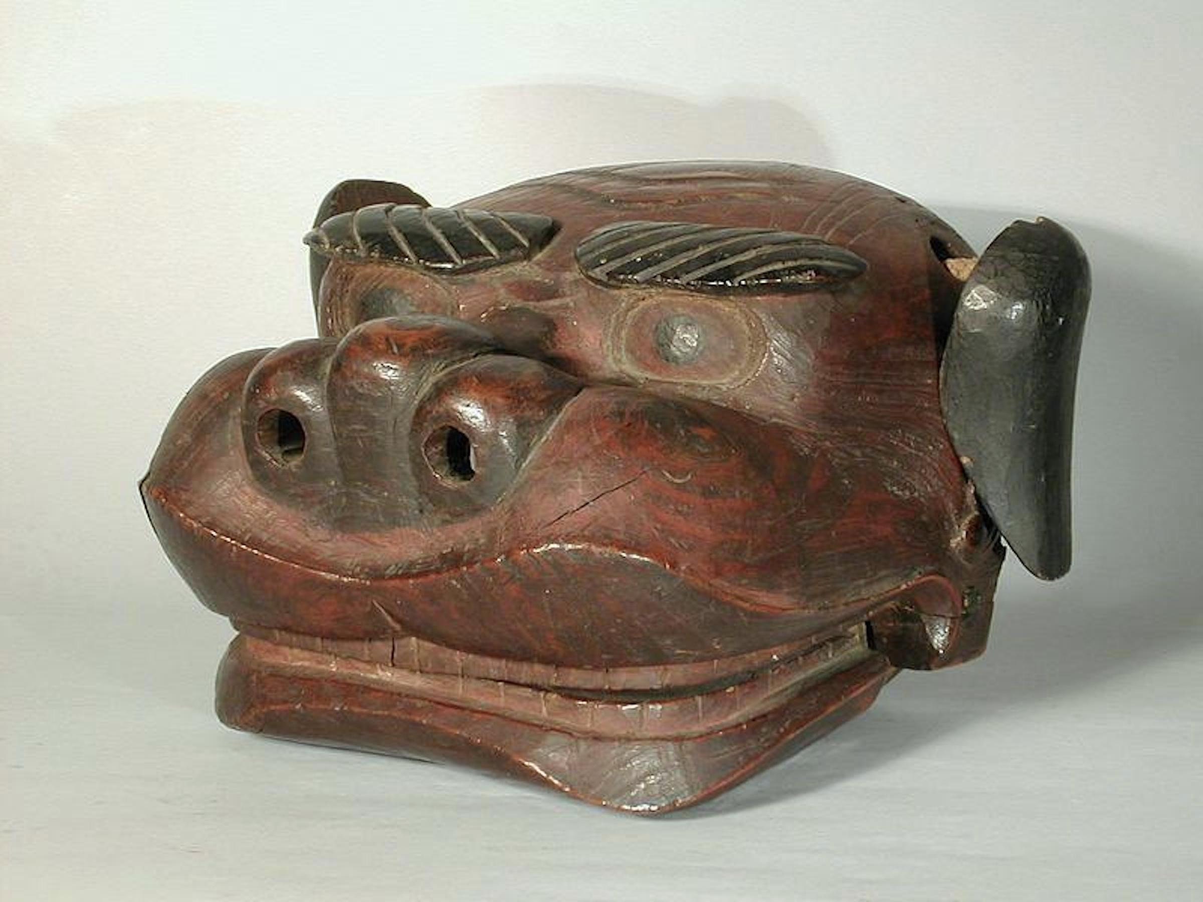 Small Wooden Shishi Mask, Movable Jaw and Ears, for New Years Dance ...