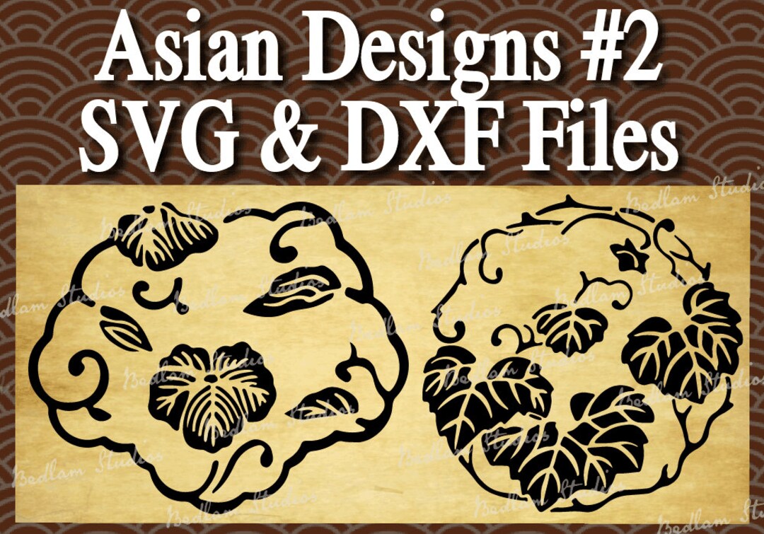Japanese Vector Clipart Stencil Designs #2 SVG, DXF, Asian Clipart, Cut ...