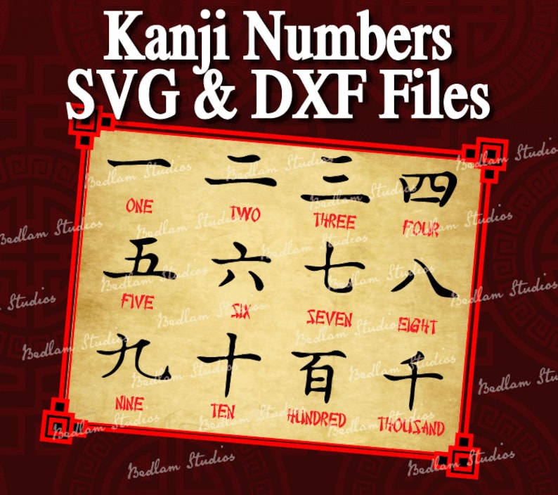 Chinese Lettering Kanji Clipart - Numbers SVG, DXF, EPS, Asian Clipart ...
