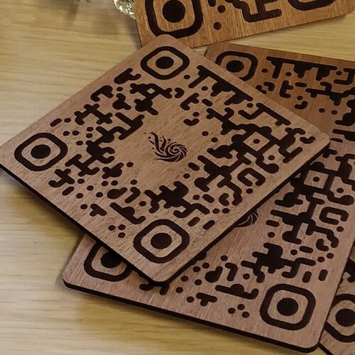 90mm Square Wooden Custom QR Code Laser Engraved Coaster - Etsy