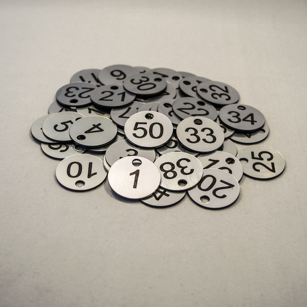 Set of 50x3cm Laser Engraved Number Discs, Table, Tags, Locker ...
