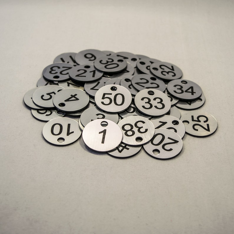 Set of 50x3cm Laser Engraved Number Discs, Table, Tags, Locker ...