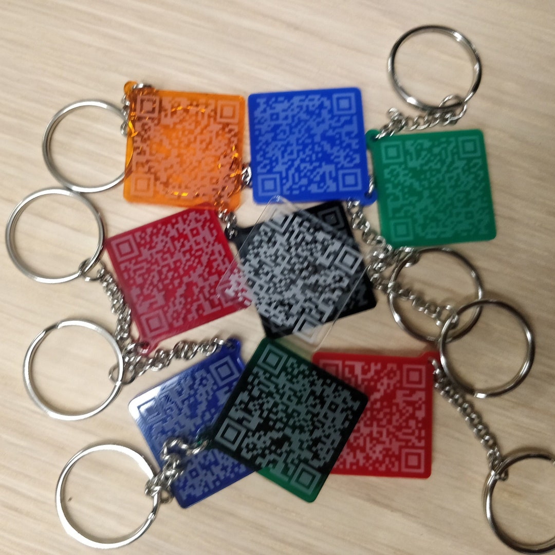 30mm Acrylic Keyring Custom QR Code Laser Engraved Fob, Keychains, Tags ...