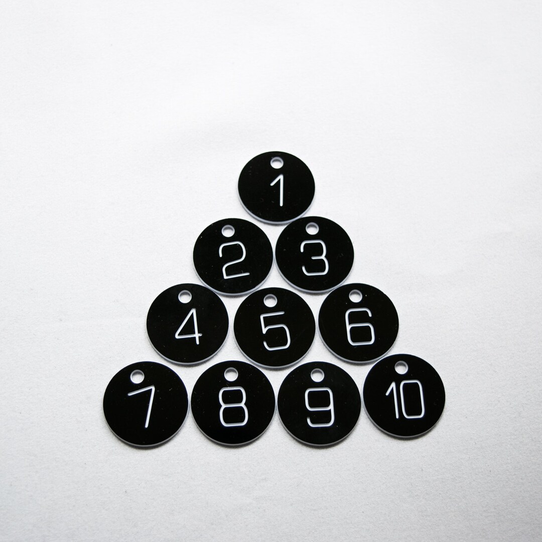 Set of 10x3cm Engraved Number Discs, Table, Tags, Locker, Restaurant ...