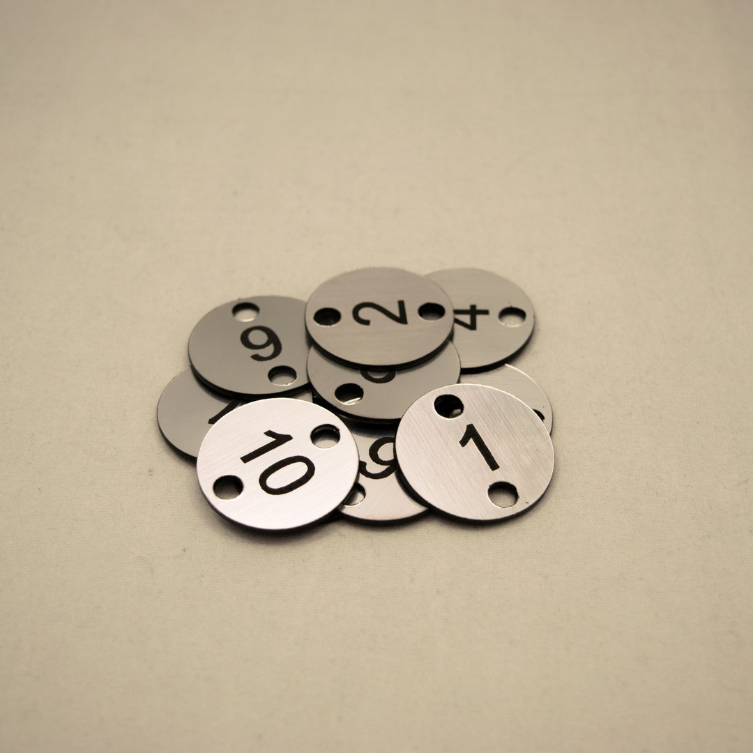 Set of 10x3cm Laser Engraved Number Discs, Table, Tags, Locker ...