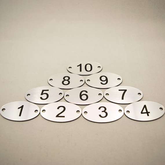10 Laser Engraved Number Oval Discs Table Tags Locker Pub - Etsy UK