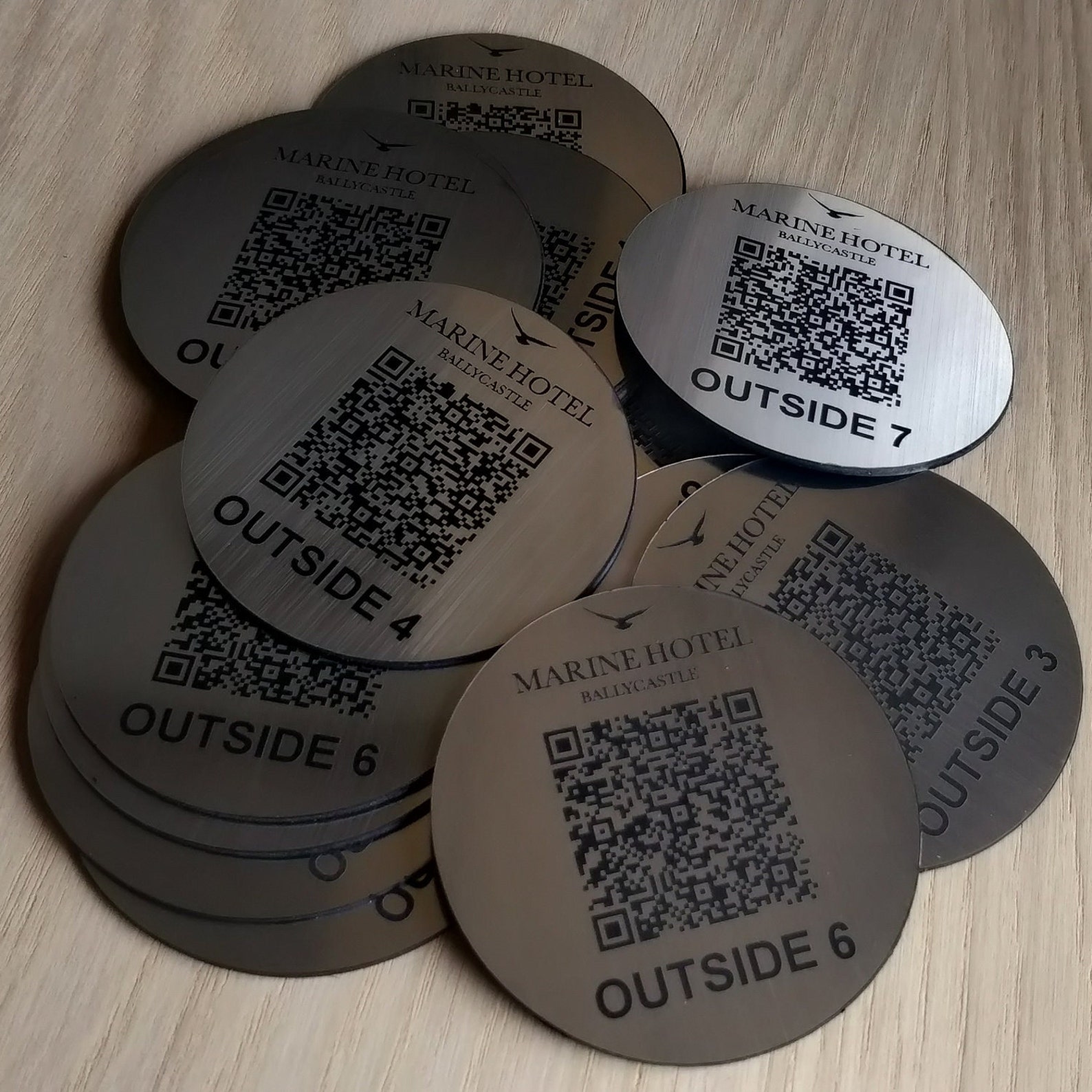 Personalised QR Code Laser Engraved Discs, 85mm Diametertable Tags ...
