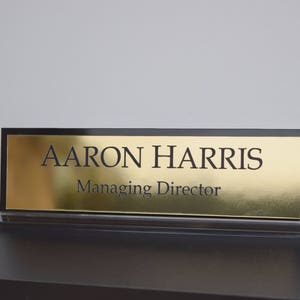 Stylish Personalised Executive Desk Name Plate, Custom Engraved Sign ...