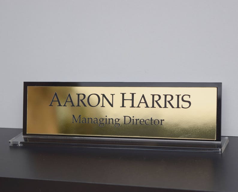 Stylish Personalised Executive Desk Name Plate, Custom Engraved Sign ...
