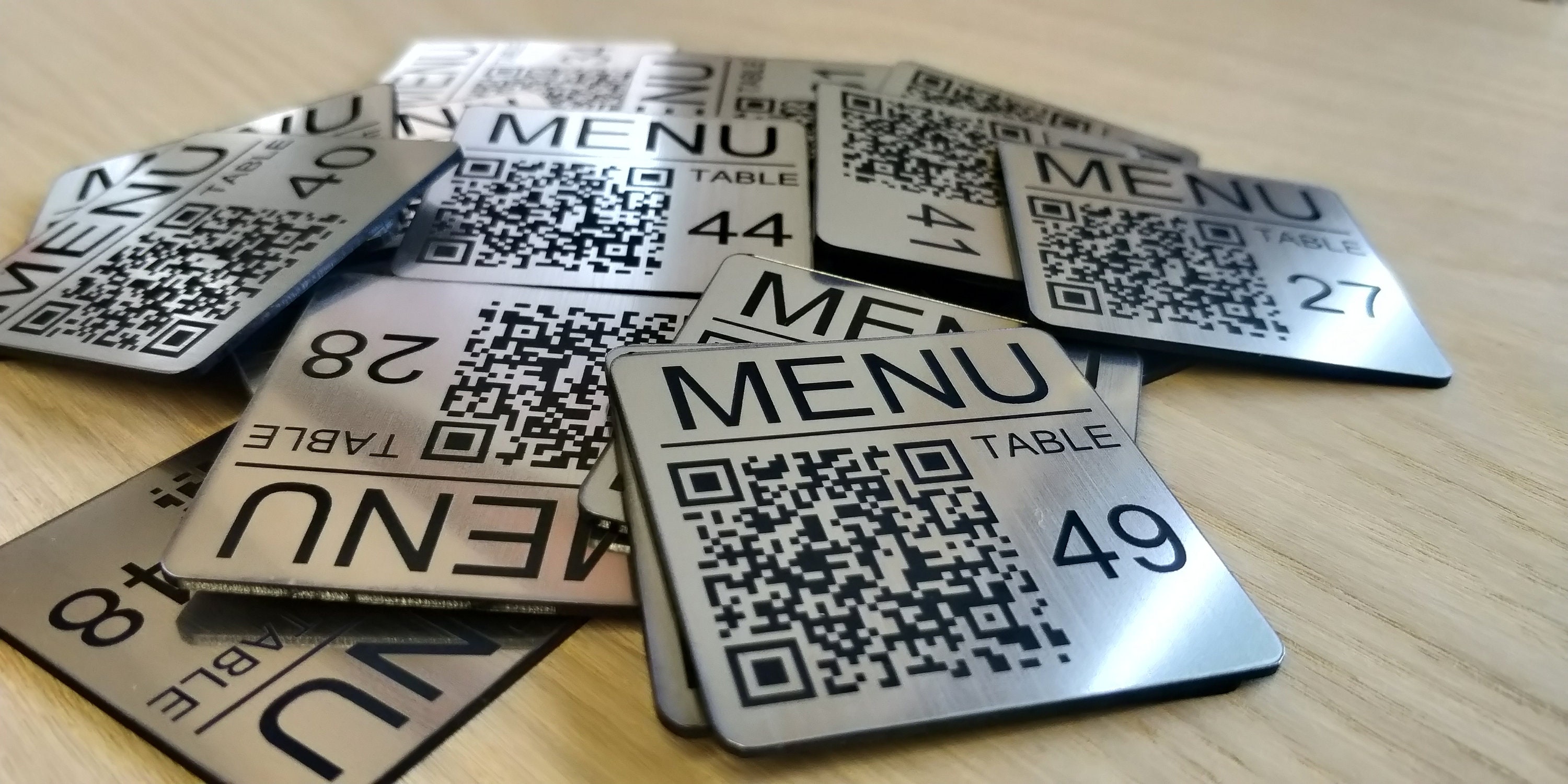 Custom QR Code Laser Engraved Discs 50mm square Table Tags | Etsy