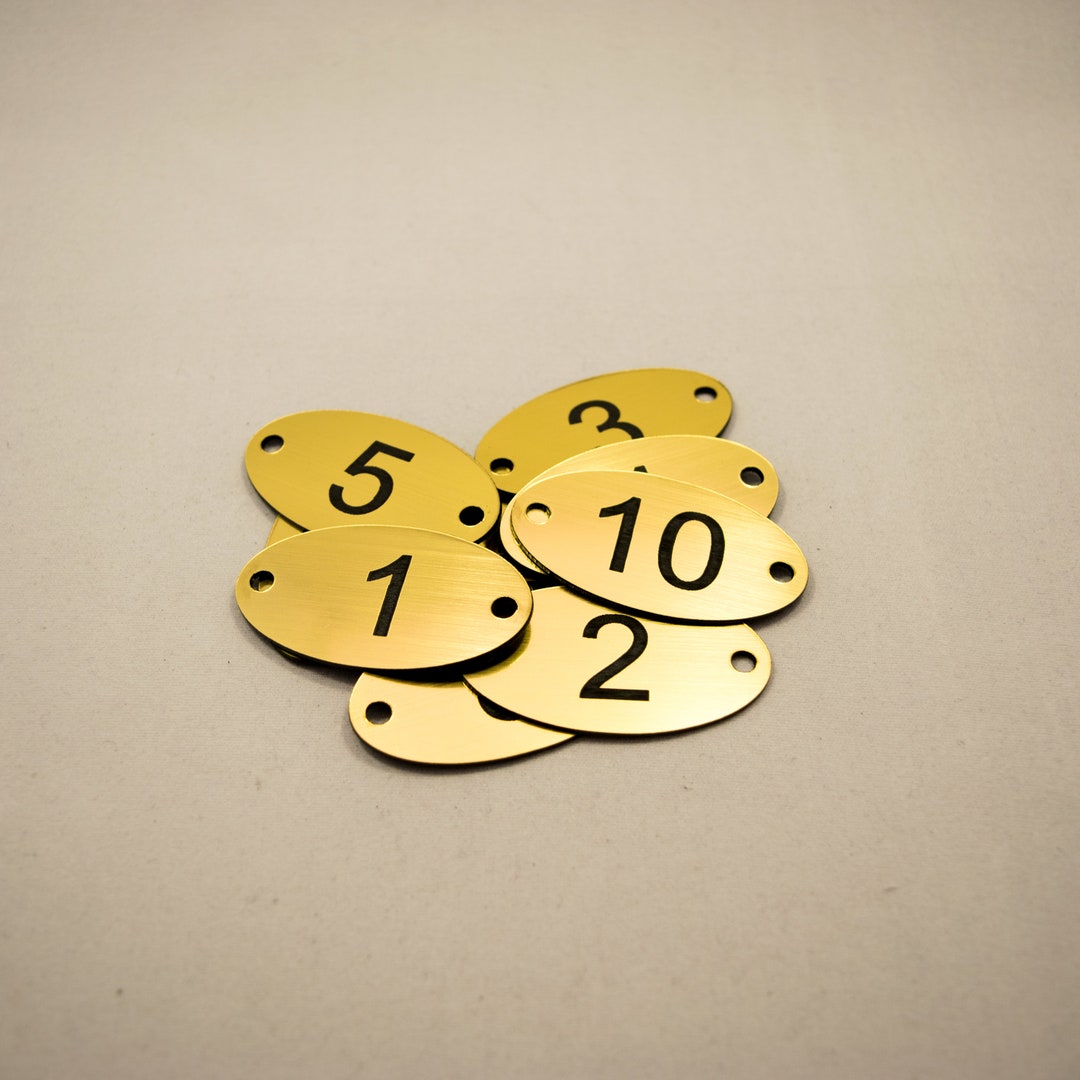 15 Laser Engraved Number Discs, 2 Holes for Table, Tags, Locker, Pub ...