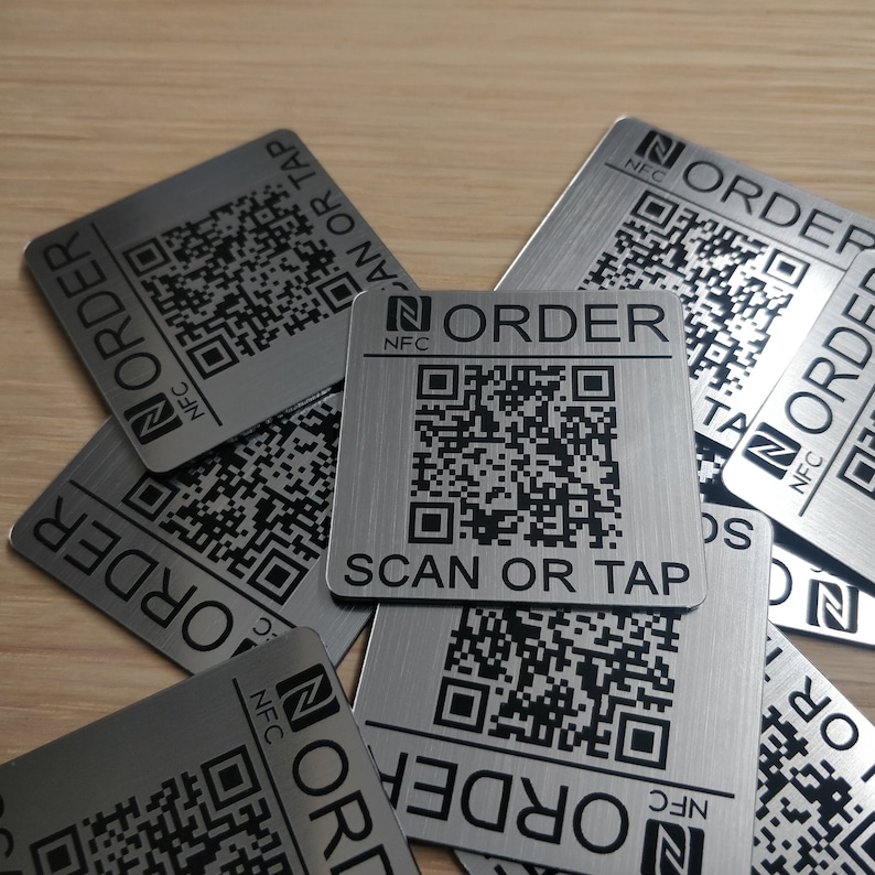 Custom Laser Engraved NFC QR Code Table Tag - 50mm Square - Etsy