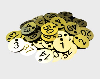 Set of 50x3cm Laser Engraved Number Discs Table Tags | Etsy UK