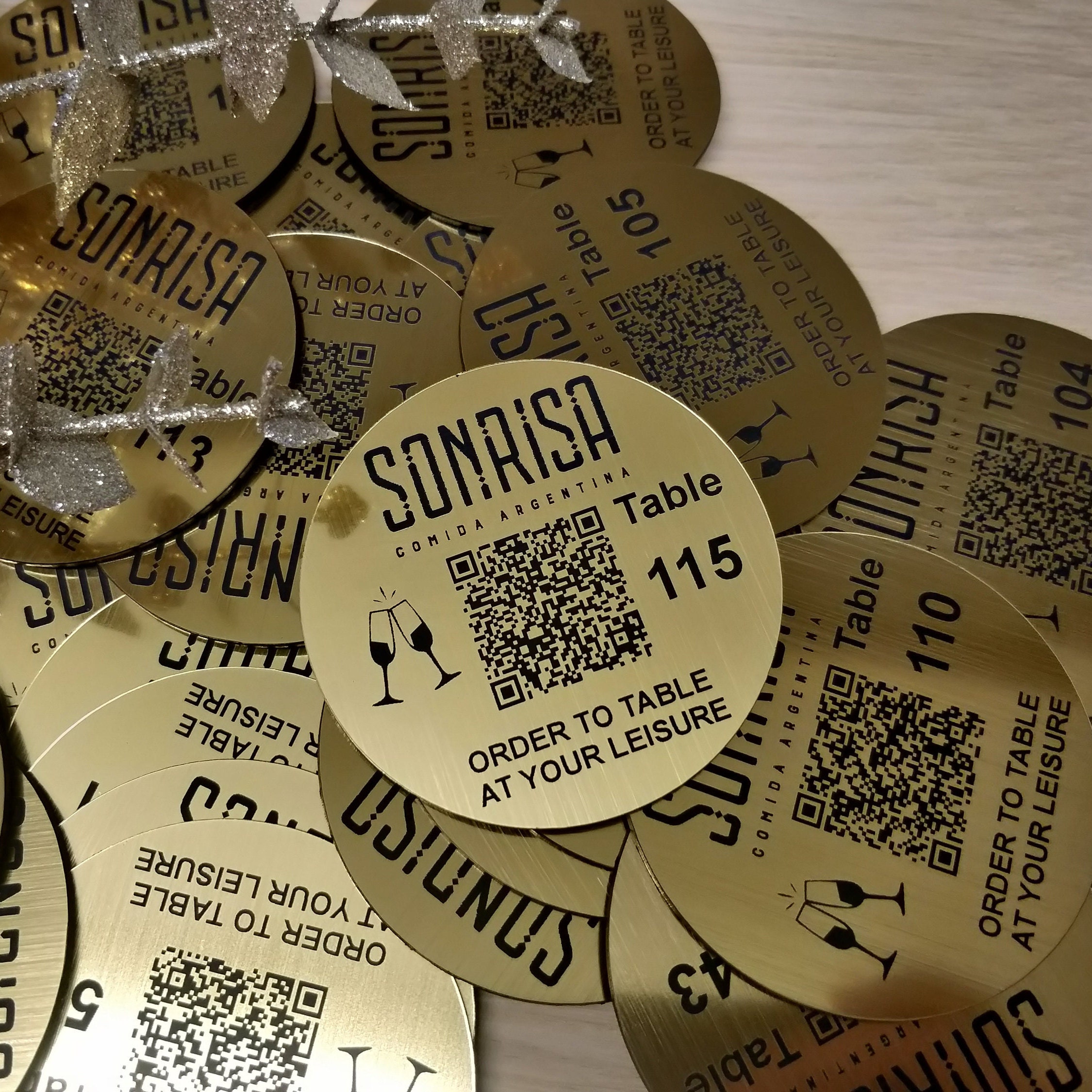Personalised QR Code Laser Engraved Discs, 85mm Diametertable Tags ...