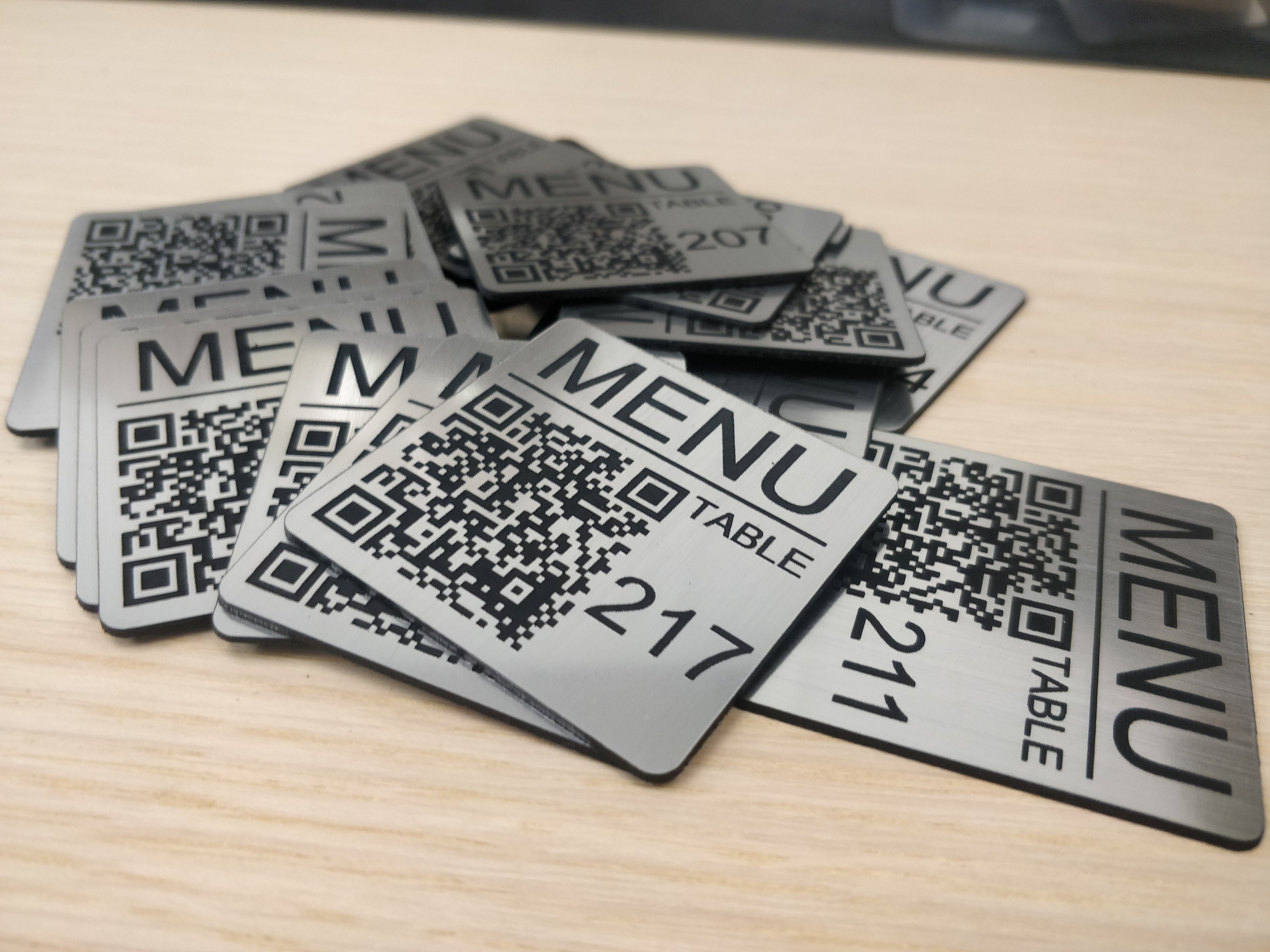 QR Code Custom Laser Engraved Tag, 60mm Square, Table, Tags, Disc ...
