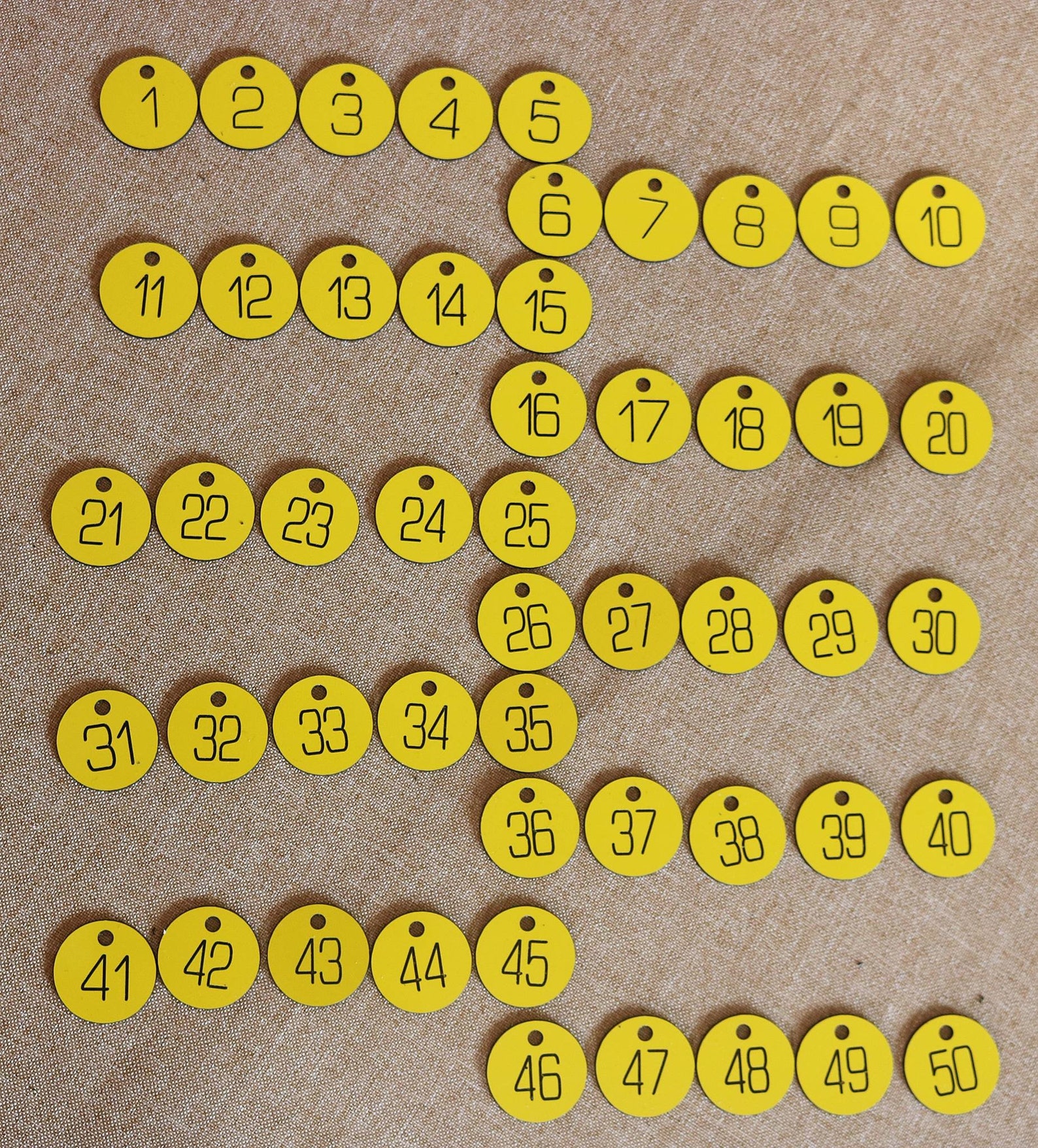 Set of 50x3cm Engraved Number Discs, Table, Tags, Locker, Restaurant ...