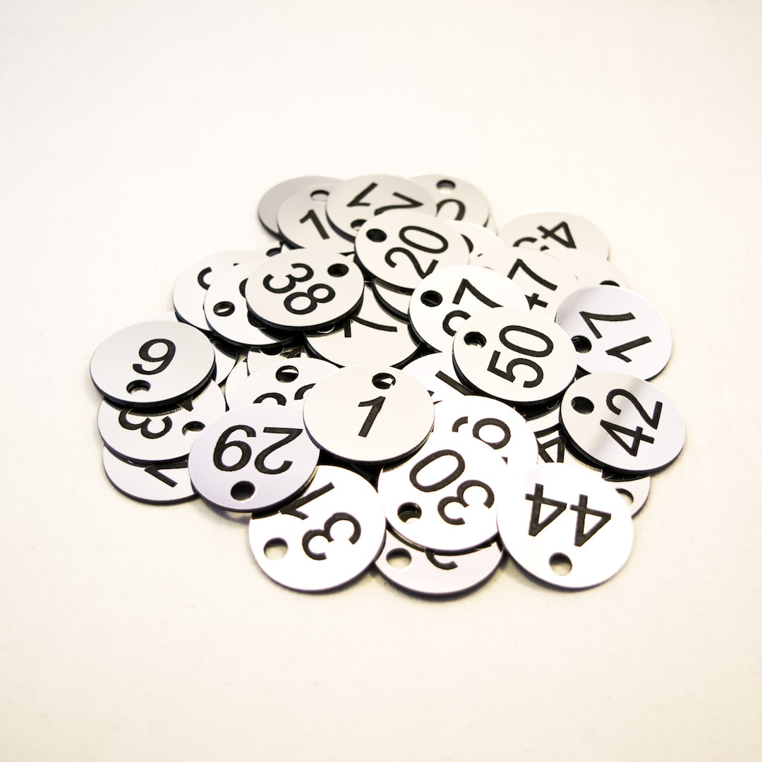 Set of 50x3cm Laser Engraved Number Discs, Table, Tags, Locker ...