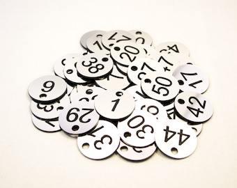 Set of 50x3cm Laser Engraved Number Discs Table Tags | Etsy UK