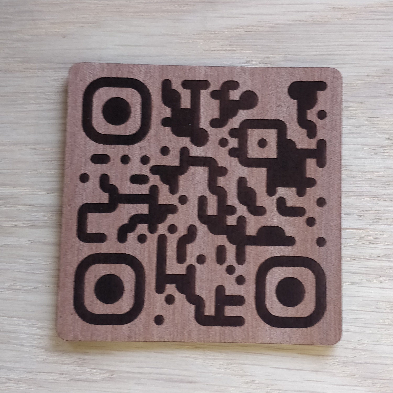 90mm Square Wooden Custom QR Code Laser Engraved Coaster - Etsy