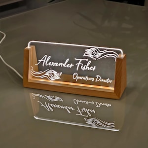 Personalised LED Desk Name Sign With Wooden Base - Custom Laser ...
