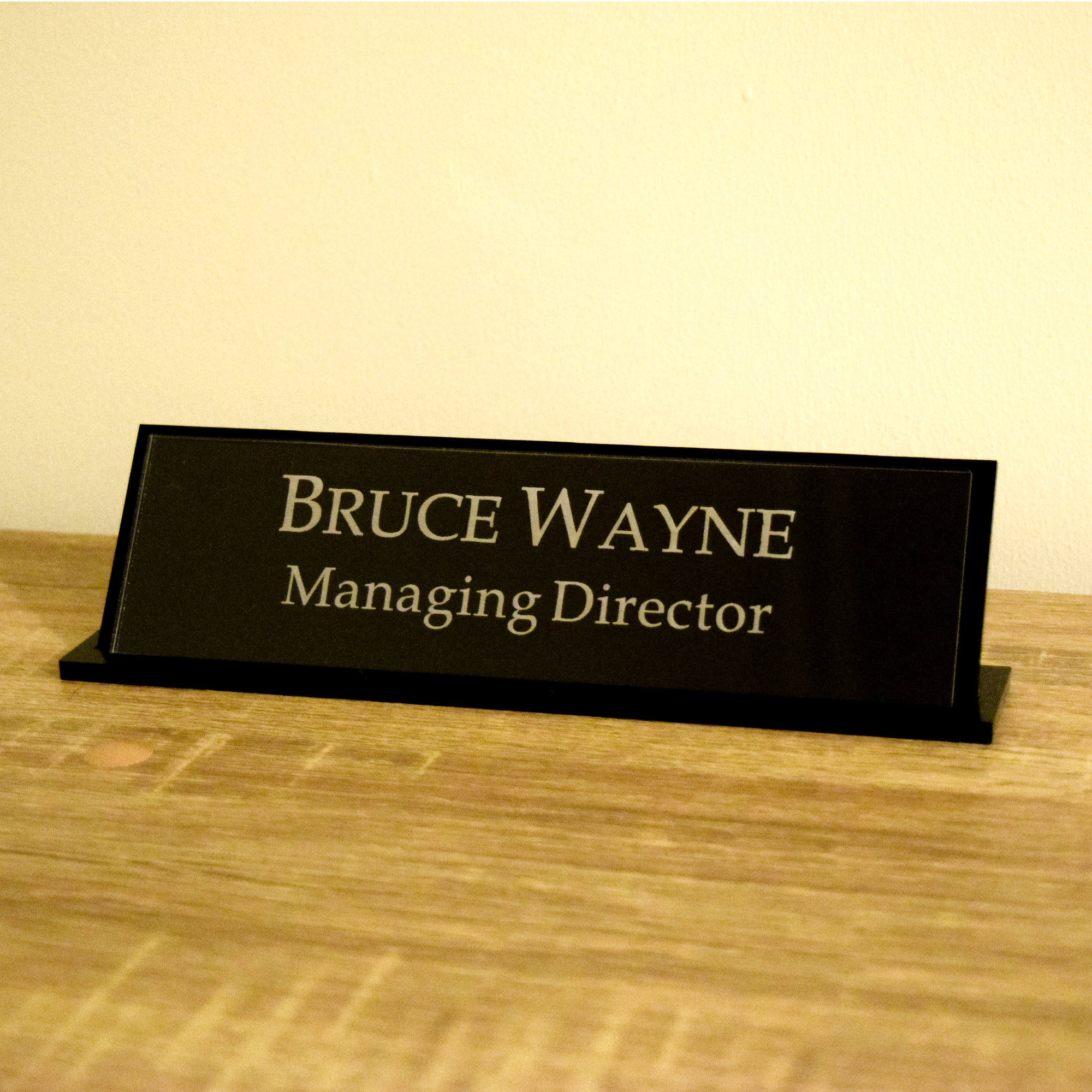 Desk Name Plate With Black Base Executive Personalised - Etsy