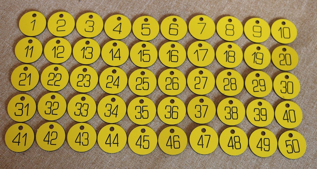 Set of 50x3cm Engraved Number Discs, Table, Tags, Locker, Restaurant ...