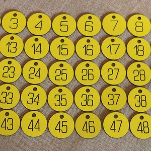 Set of 50x3cm Engraved Number Discs, Table, Tags, Locker, Restaurant ...