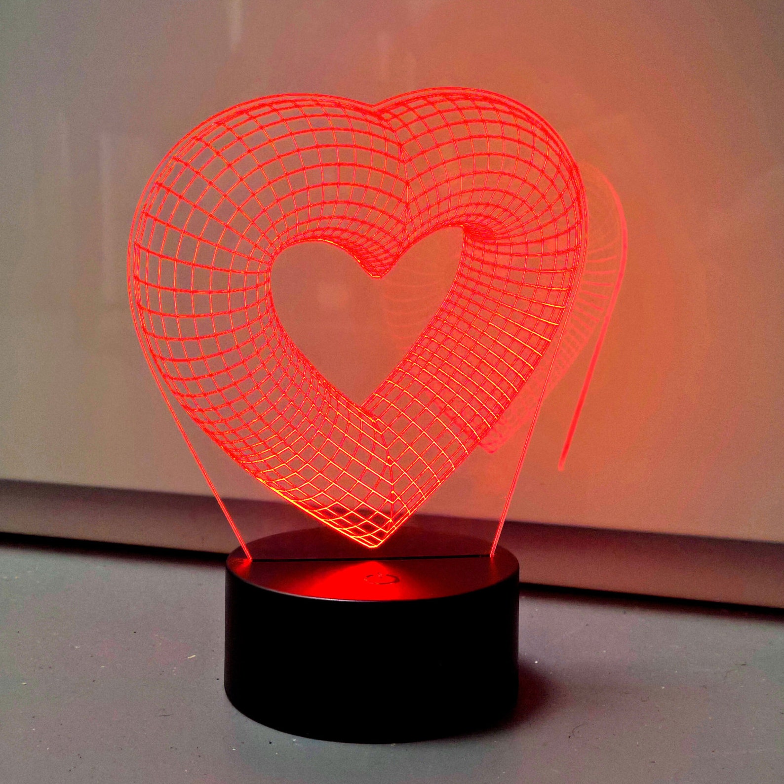 Hearts 3D Optical Illusion LED Lamp 7 Colours - Etsy UK