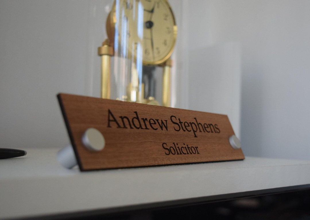 Modern Custom Engraved Solid Wood Desk Nameplate, Desk Plaque, Office ...