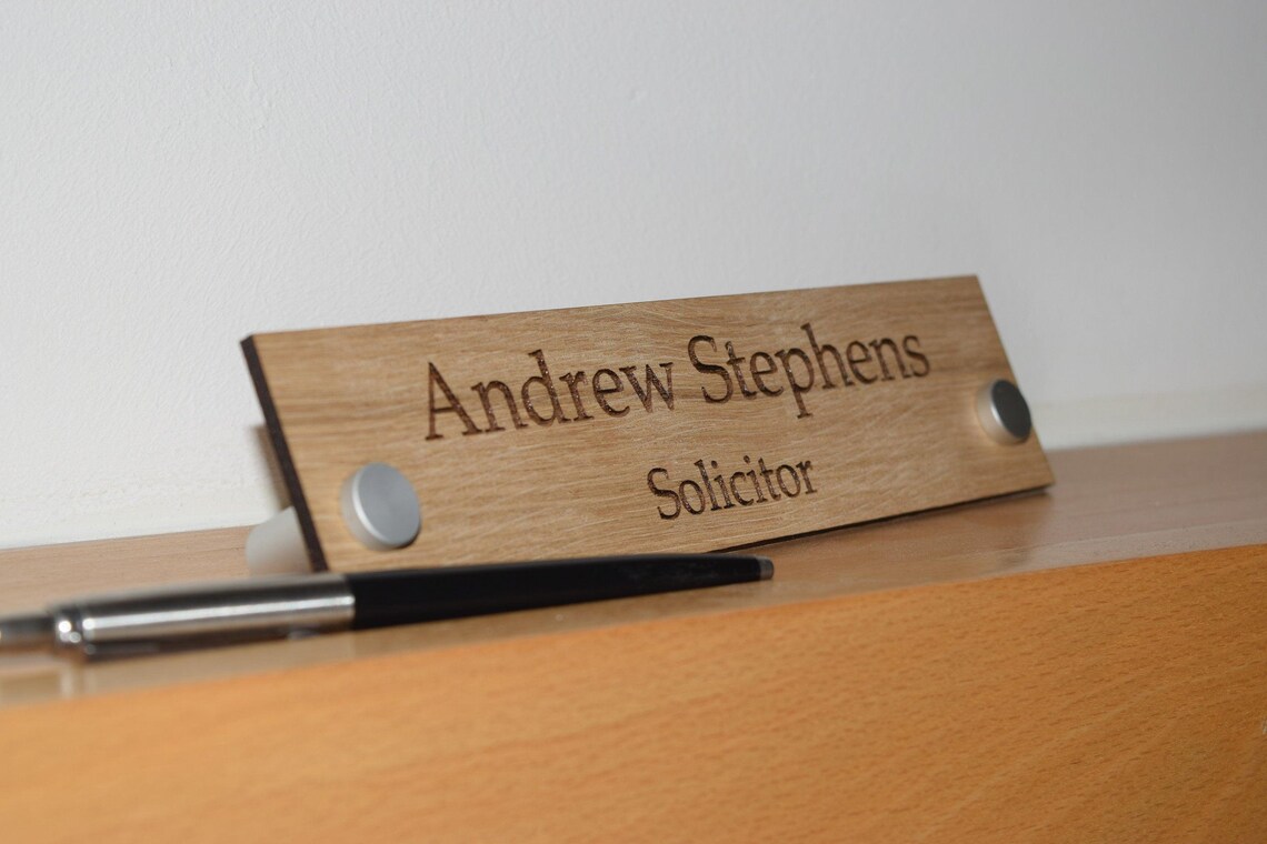 Modern Custom Engraved Solid Wood Desk Nameplate Desk Plaque | Etsy
