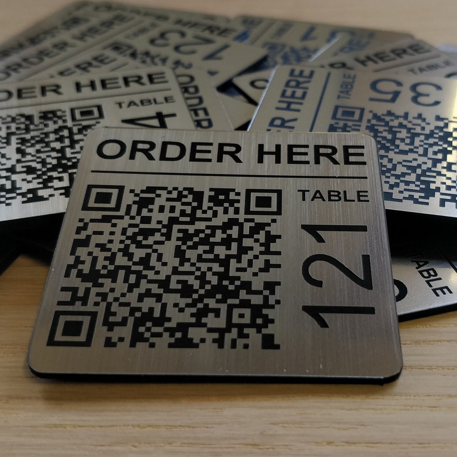 Custom QR Code Laser Engraved Discs 50mm Square Table Tags - Etsy UK
