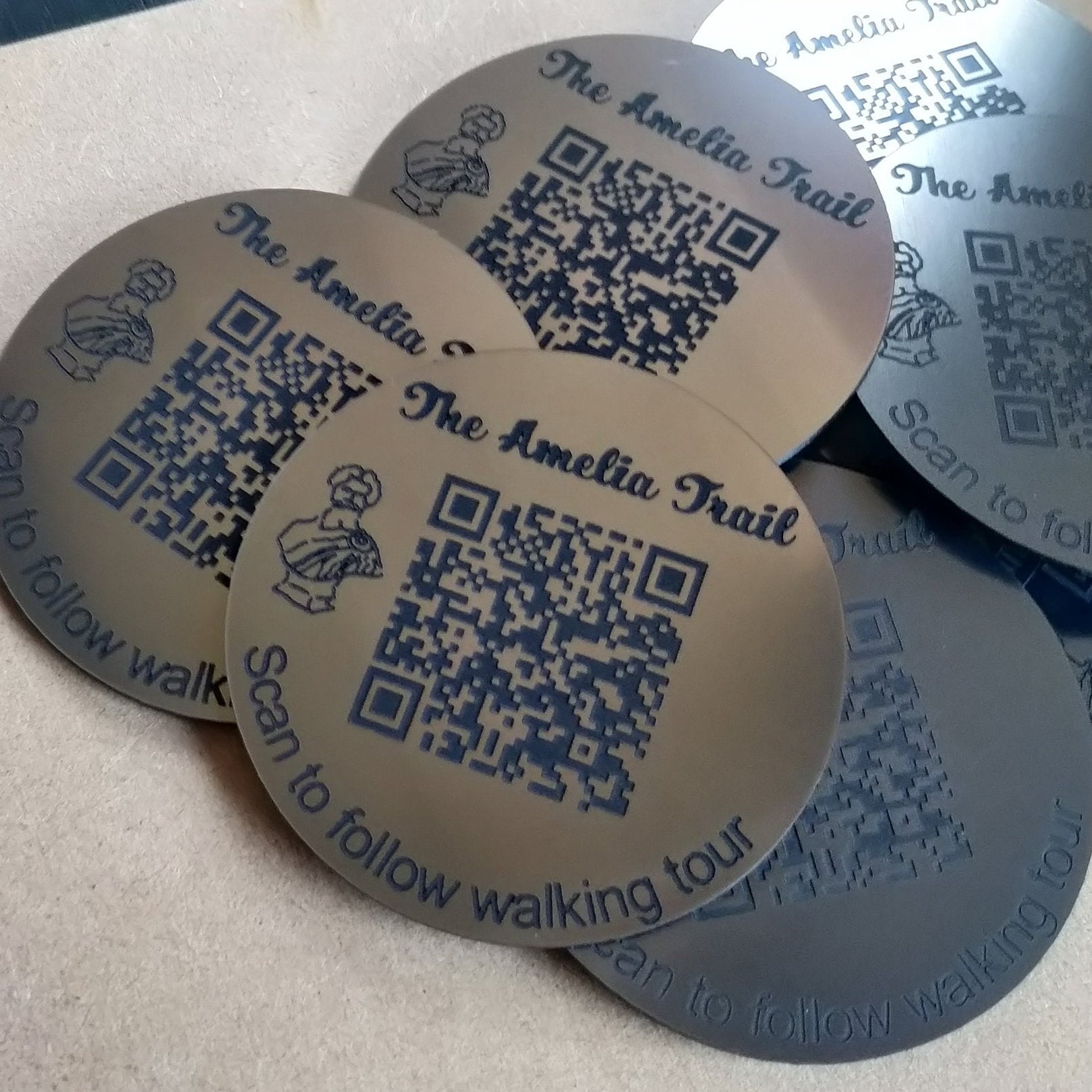 Personalised QR Code Laser Engraved Discs, 85mm Diametertable Tags ...
