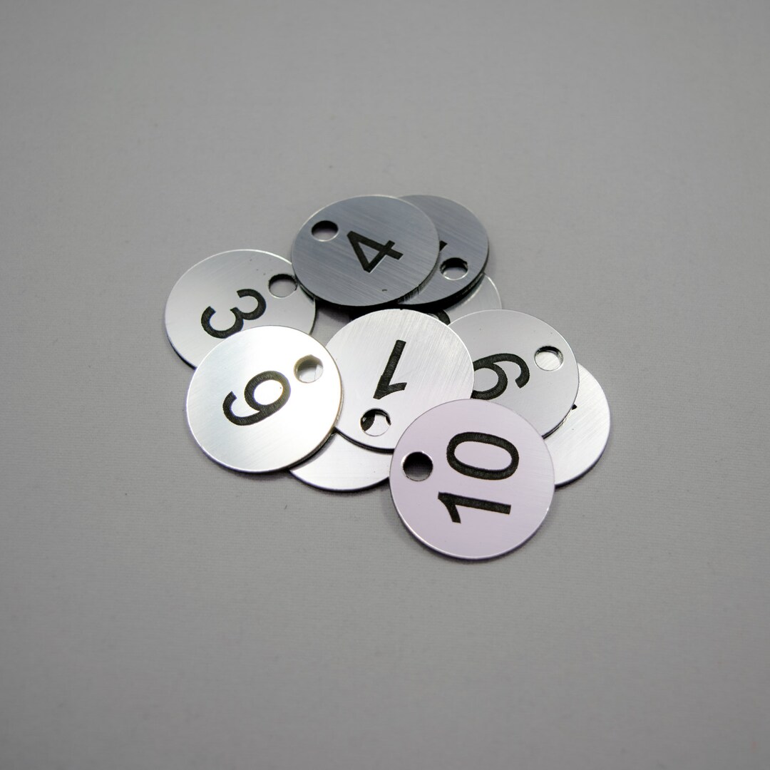 Set of 10x3cm Laser Engraved Number Discs, Table, Tags, Locker ...