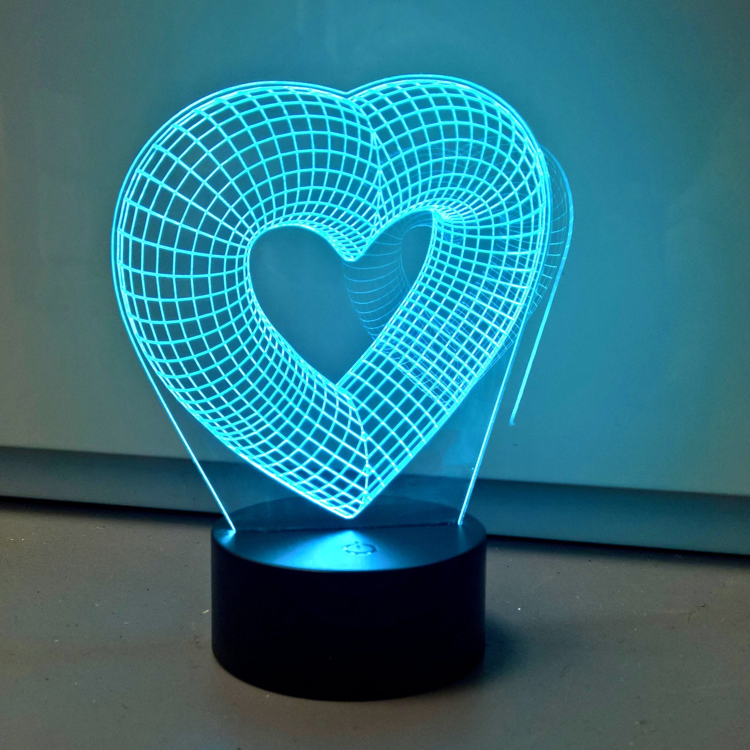 Hearts 3D Optical Illusion LED Lamp 7 Colours - Etsy UK