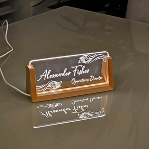 Personalised LED Desk Name Sign With Wooden Base - Custom Laser ...