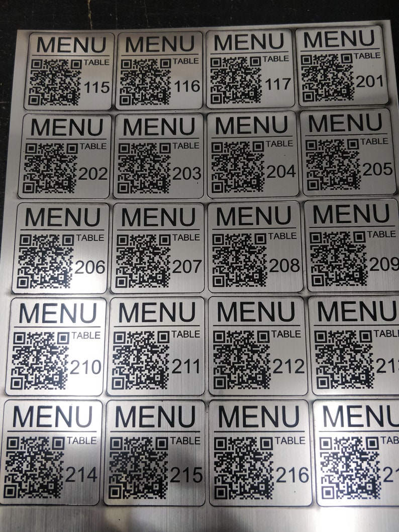 QR Code Custom Laser Engraved Tag 70mm Square Table Tags - Etsy